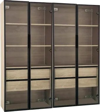 Aosom Koupelnová skříňka 74x36x155 cm s LED osvětlením do koupelny, praktická pro rodinnou koupelnu, černá