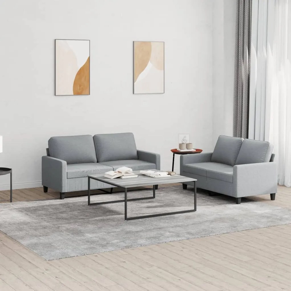 2dílná sedací souprava s poduškami světle šedá textil 3201444