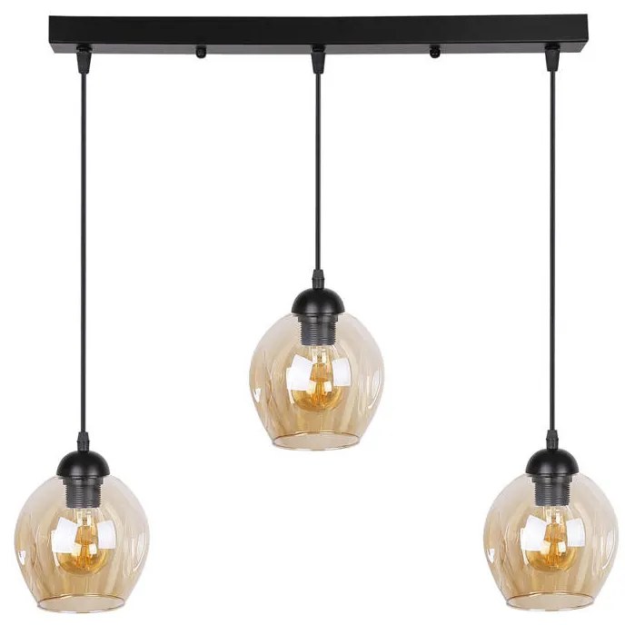 Černo-hnědý závěsný lustr Aspa pro žárovku 3x E27  - Candellux