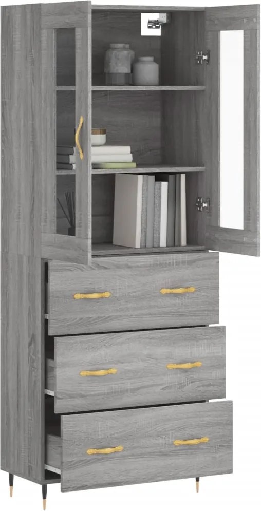Skříň highboard šedá sonoma 69,5 x 34 x 180 cm kompozitní dřevo 3198391