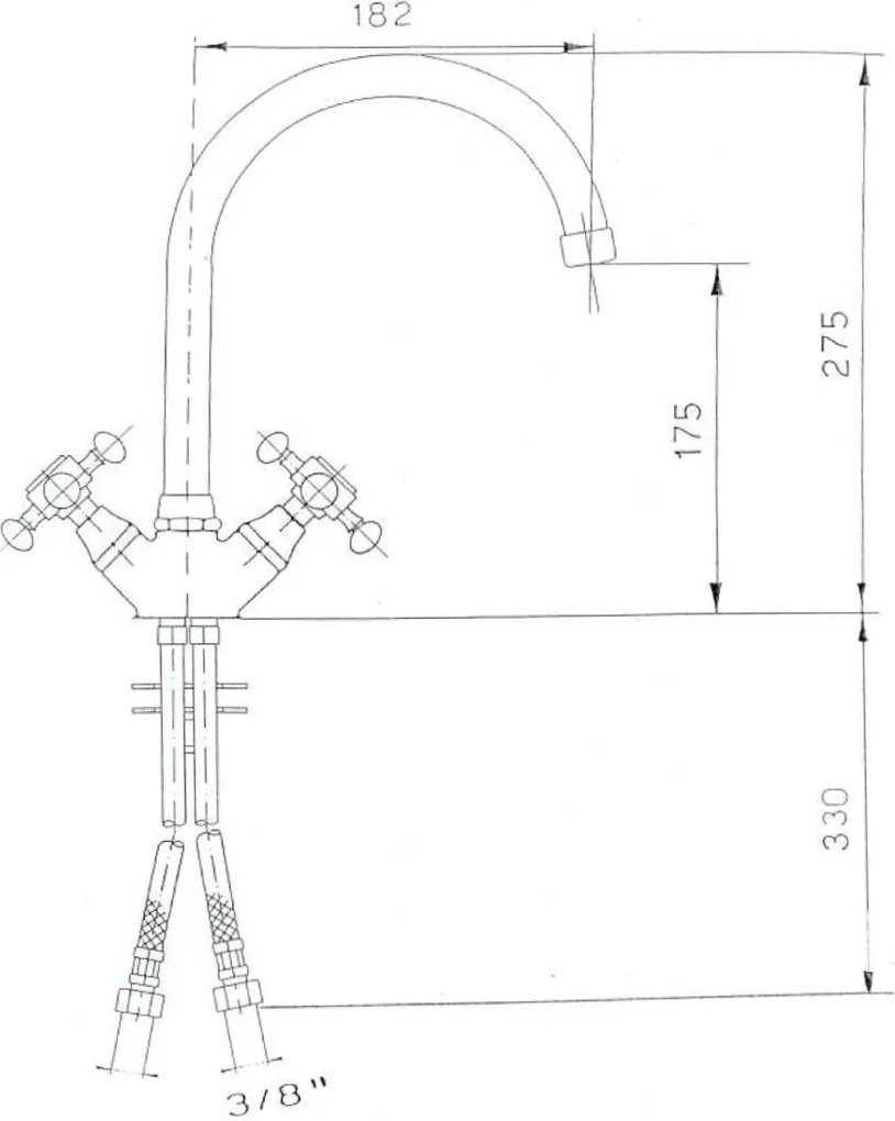 Reitano Rubinetteria ANTEA stojánková dřezová retro baterie, výška 275mm, chrom 3091