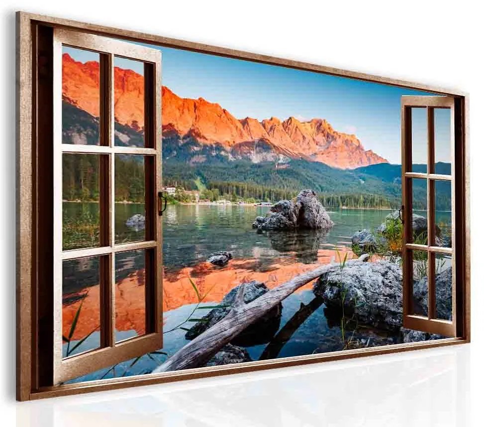 3D obraz okno na Eibsee Velikost (šířka x výška): 120x80 cm