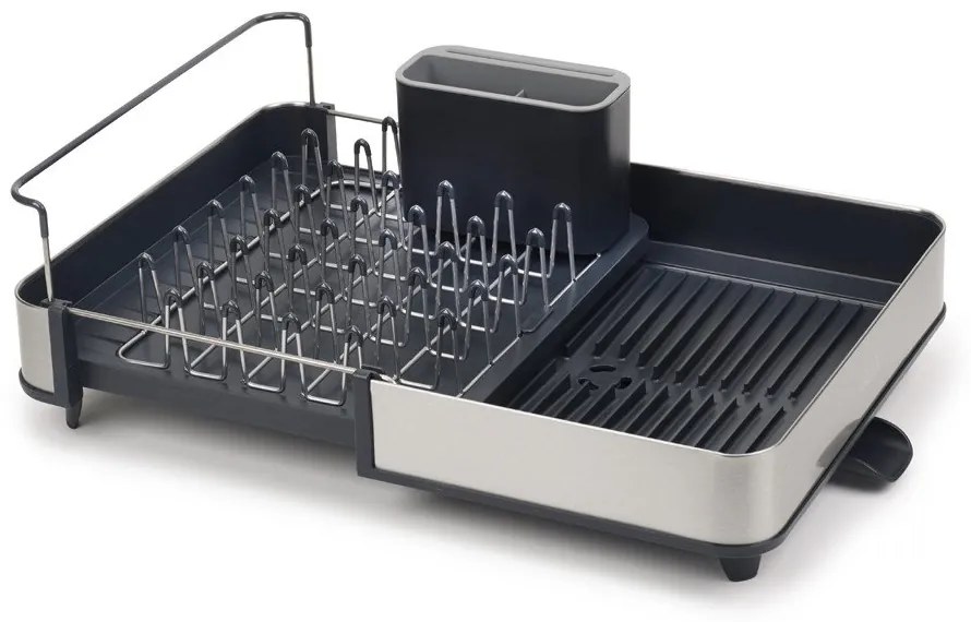 Tmavě šedý nastavitelný odkapávač z nerezové oceli 36x32 cm Extend Steel – Joseph Joseph