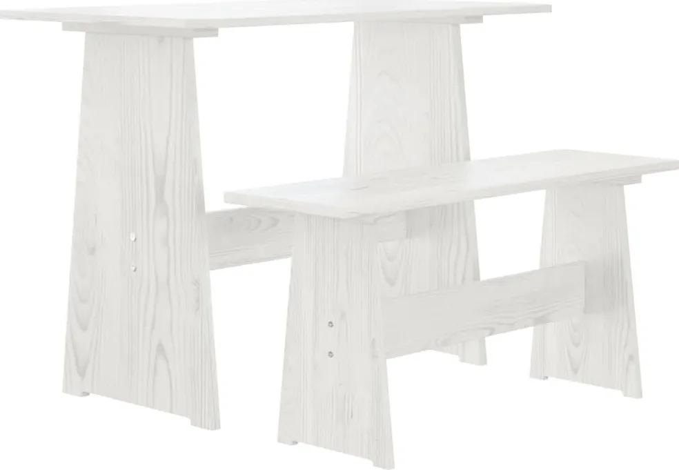 vidaXL Jídelní stůl s lavicí masivní borové dřevo [327251] Barva: honey brown and white