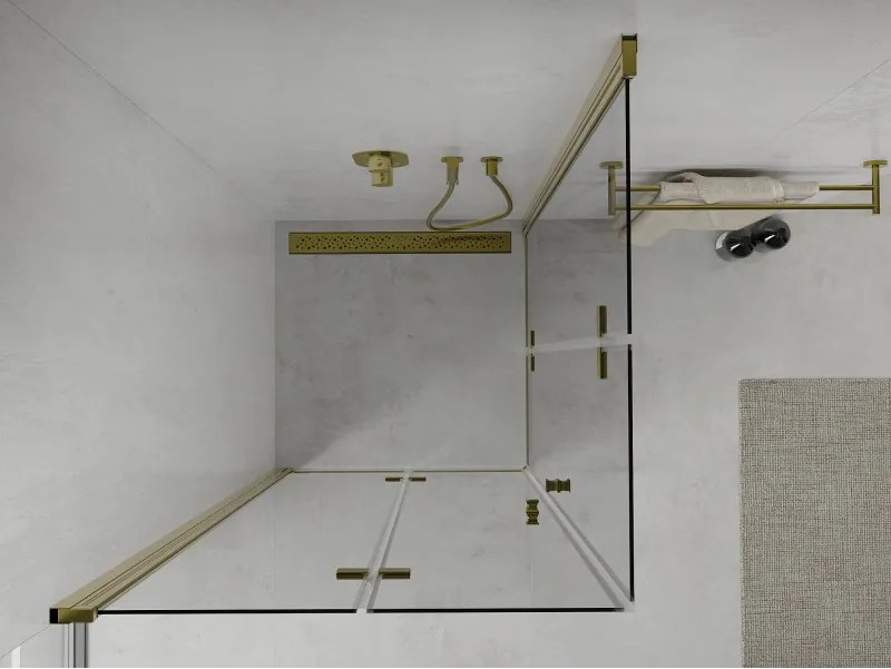 Mexen Lima Duo sprchový kout se skládacími dveřmi 90 x 90 cm, čiré sklo-zlatý profil, 856-090-090-50-00-02