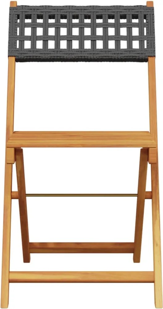 5dílný zahradní jídelní set černý polyratan a masivní dřevo 3281766