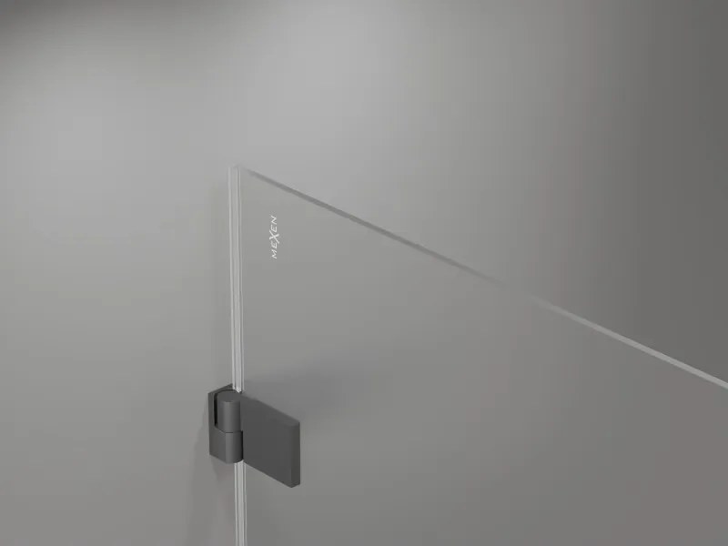 Mexen Lunar-B, výklopný sprchový kout levý 70 x 70 cm, 8mm čiré sklo, grafitový profil, 832-070-070-95-00-L