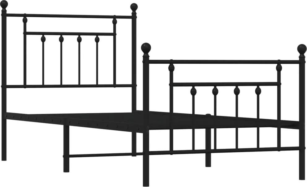 vidaXL Kovový rám postele s hlavovým a nožním čelem 90 x 190 cm [353547] Barva: Bílá