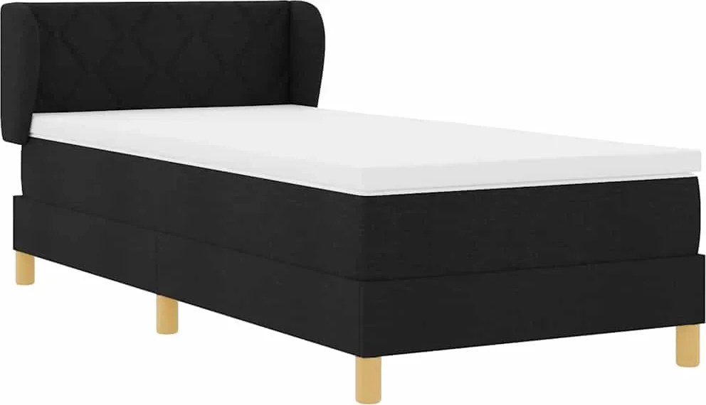 Postel s boxspringem s čelo Černá 90 x 200 cm textil 3340257