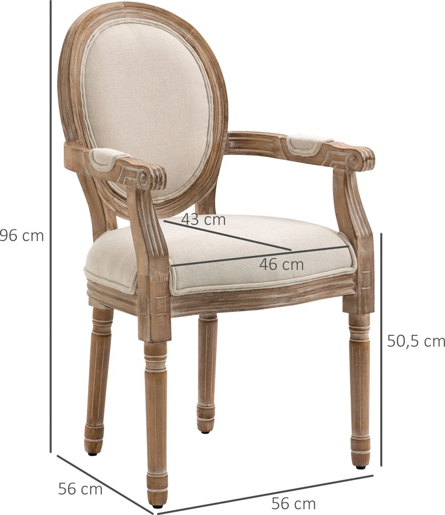 HOMCOM Jídelní židle Kuchyňská židle s imitací lnu, Jídelní židle, Křeslo s opěradlem, Dřevěné nohy, Čalouněná židle do 150 kg, pro Obývací pokoj, Ku…
