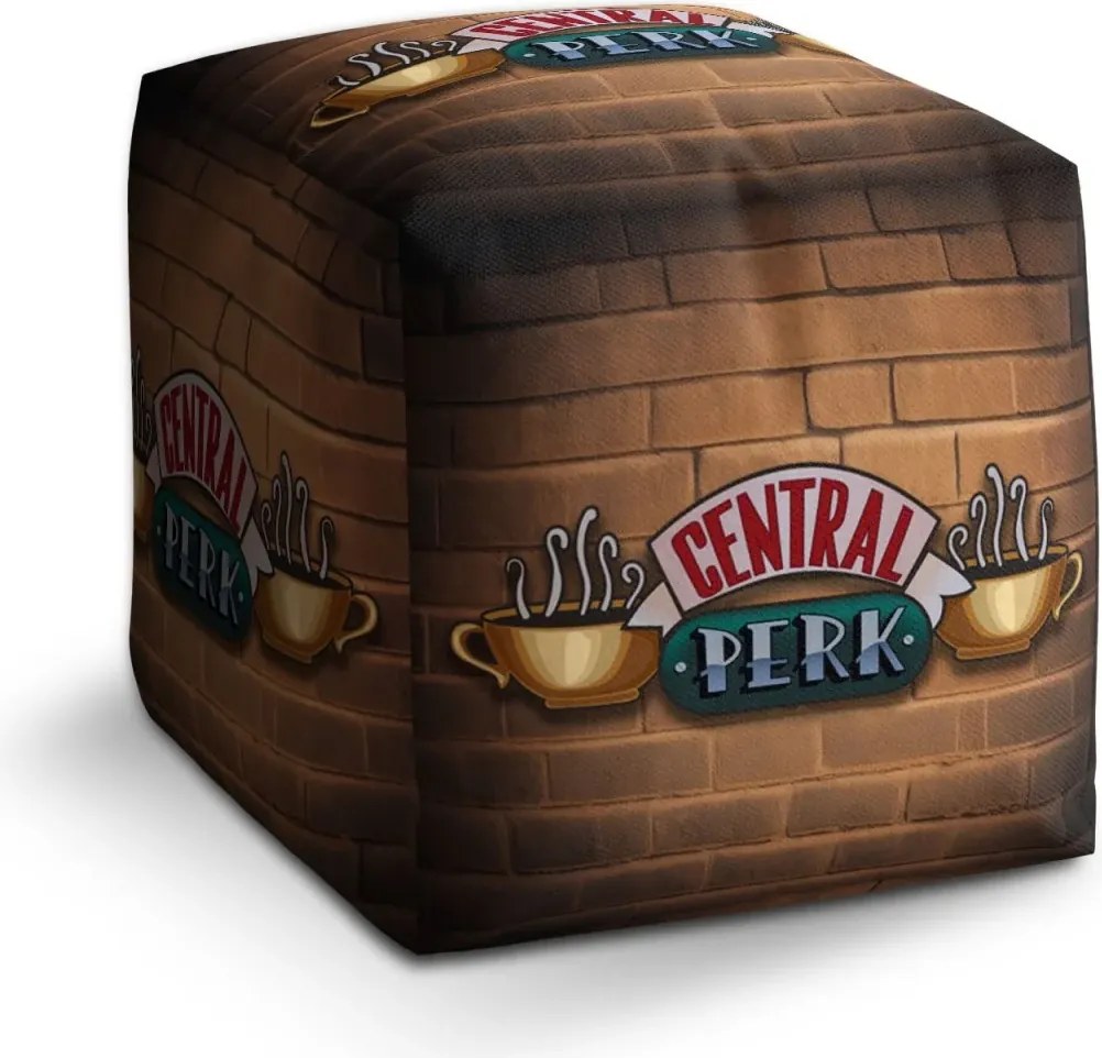 Sablio Taburet Cube Seriál přátelé CENTRAL PERK Cihly - 50x50x50 cm