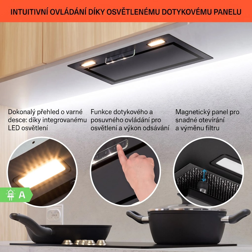 Klarstein Digestoř Camila vestavná 60 cm 369 m³/h LED Touch nerezová ocel