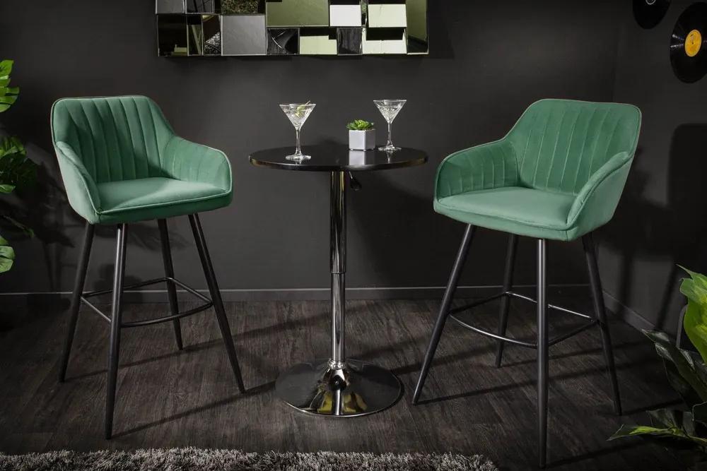 Designová barová židle Esmeralda smaragdový samet