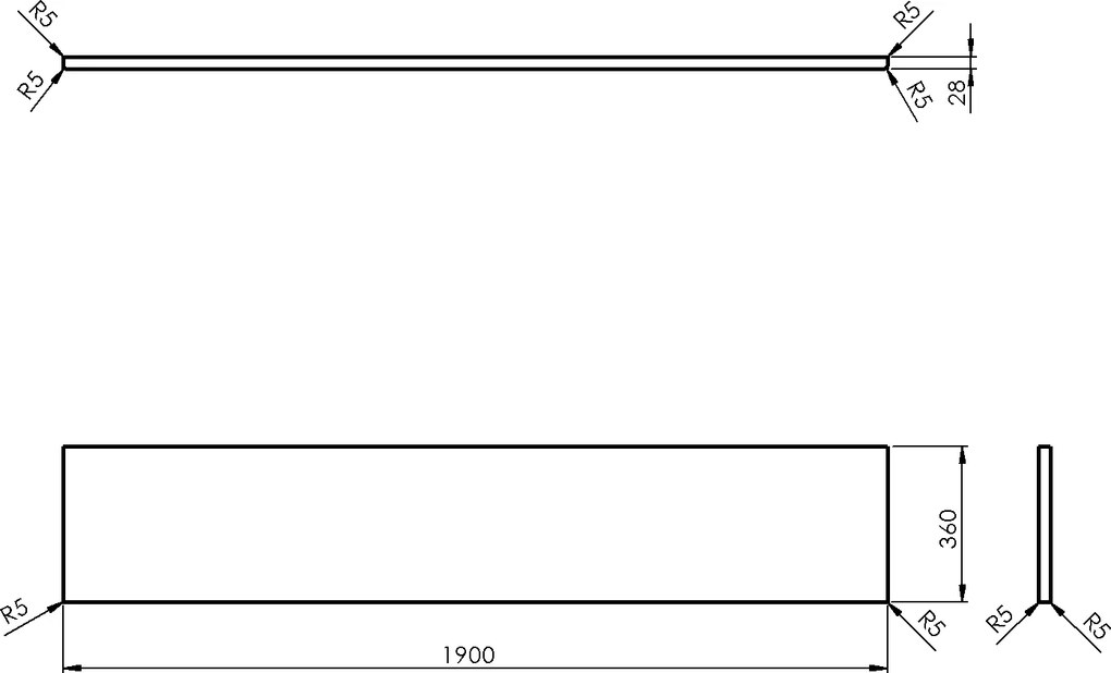Sapho WOODY deska 1900 x 28 x 360 mm masiv přírodní dub WD196-70