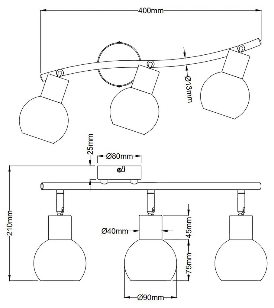 LED stropní bodovka Loxy, černá, 3 zdroje