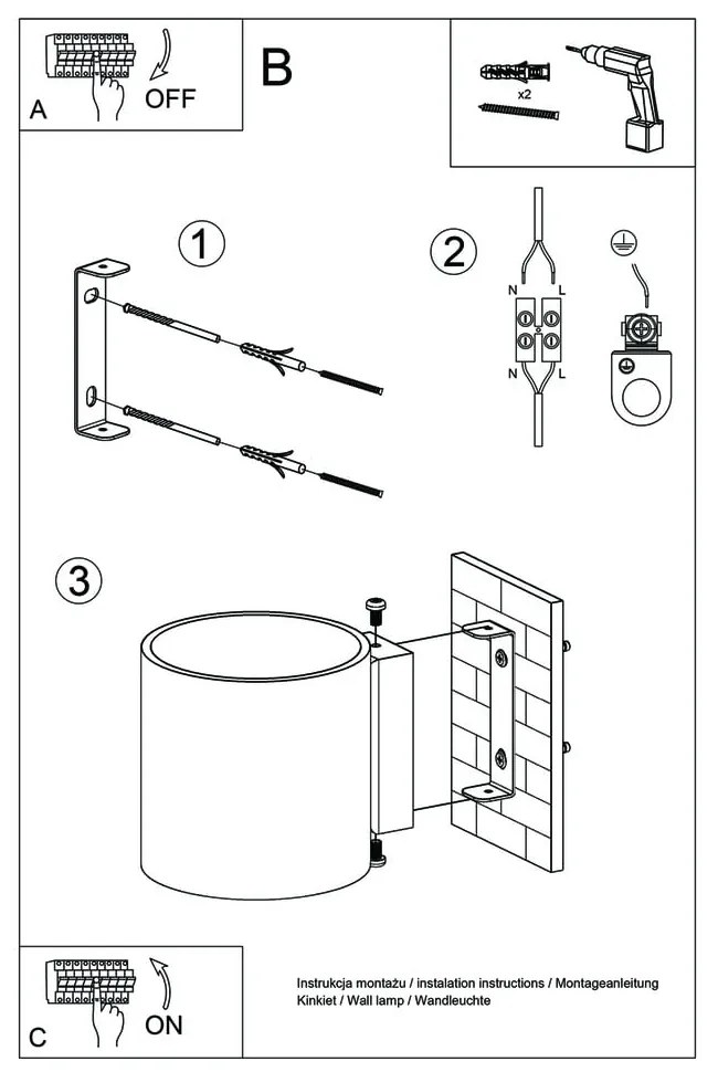Betonové nástěnné svítidlo Sollux Roda