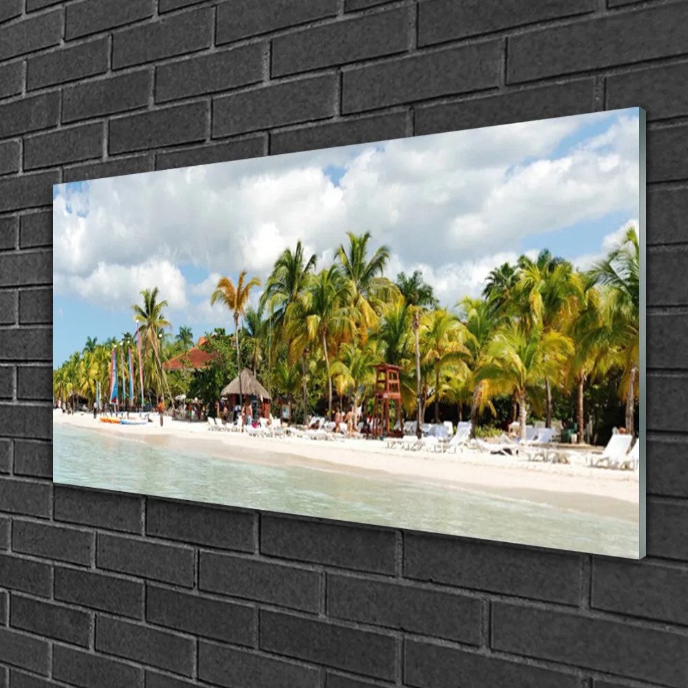 Obraz na skle Pláž Palma Stromy Krajina 120x60 cm
