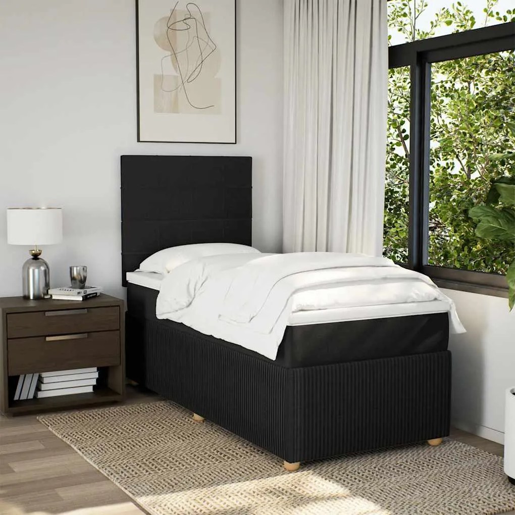 Box spring postel s matrací černá 80 x 200 cm textil 3294185