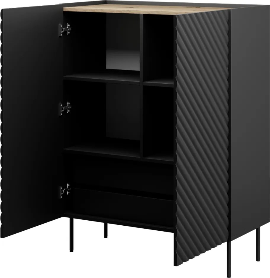 Komoda Onda 2D 127 cm černá/dub artisan