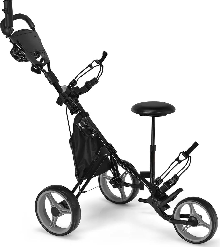 Costway 3 Golfový vozík s koly vyrobený z hliníku s držákem na deštník