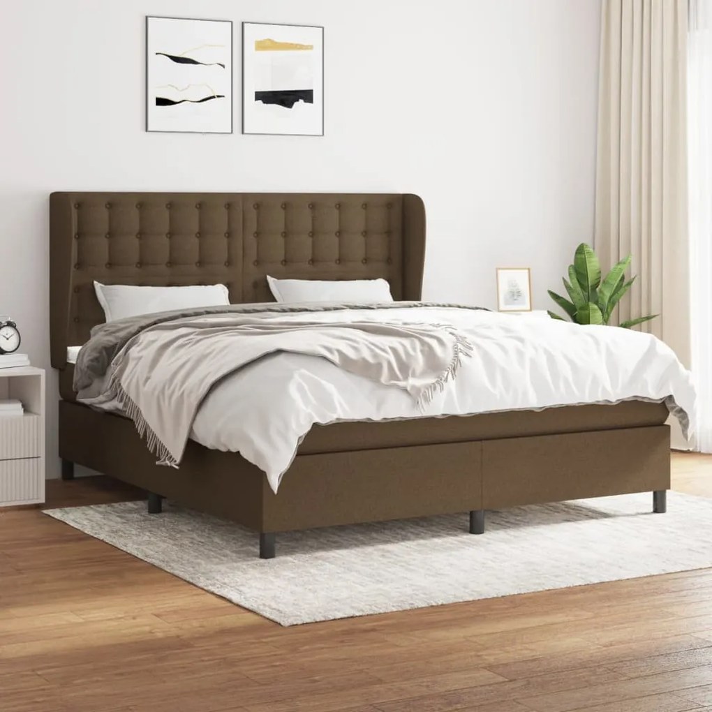 Box spring postel s matrací tmavě hnědá 180x200 cm textil 3128304