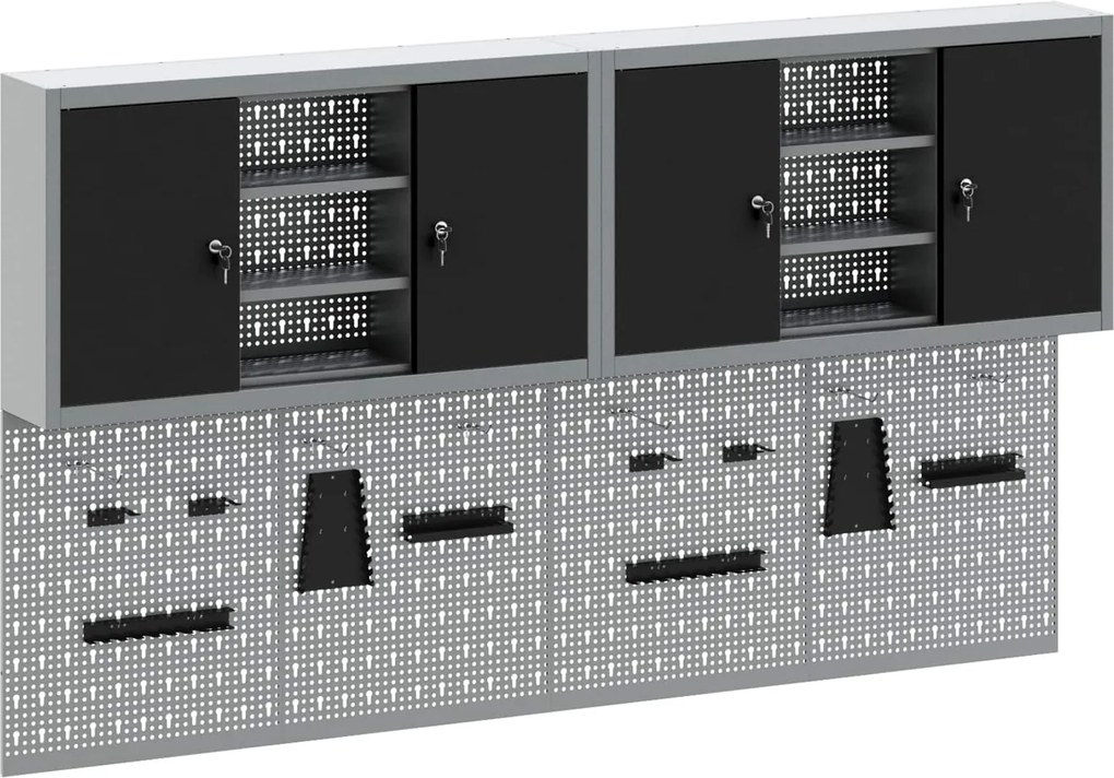 Sada pracovních skříní 4 ks Černá Práškově lakovaná ocel 3321406