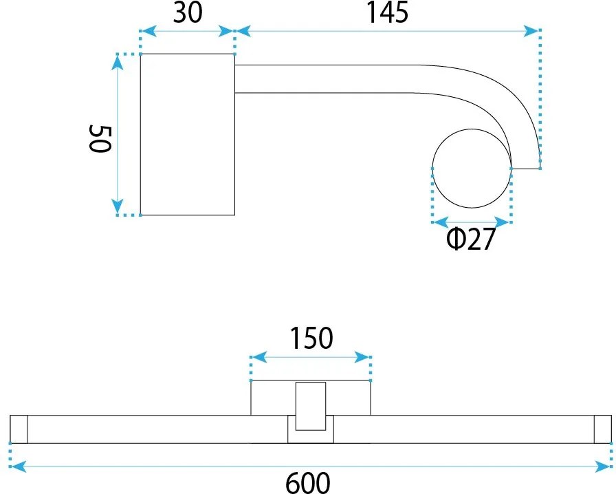 Toolight Toolight, LED nástěnné svítidlo 60cm, 13W, 4000K, 1000lm, APP1888-1W, černá matná, OSW-66043