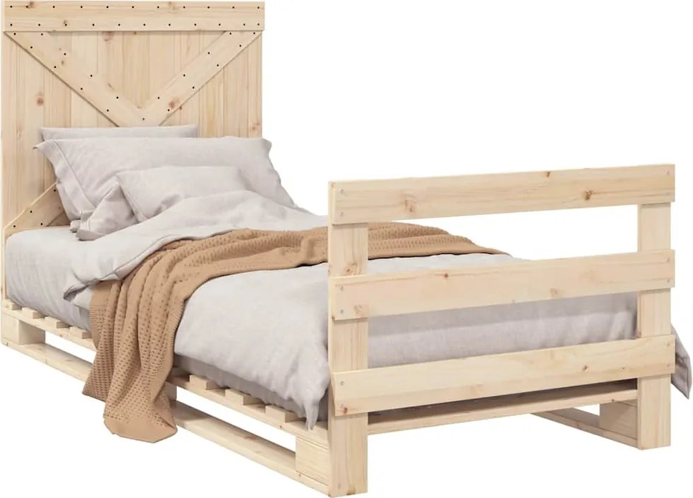 Rám postele s čelem 90 x 200 cm masivní borové dřevo 3281574