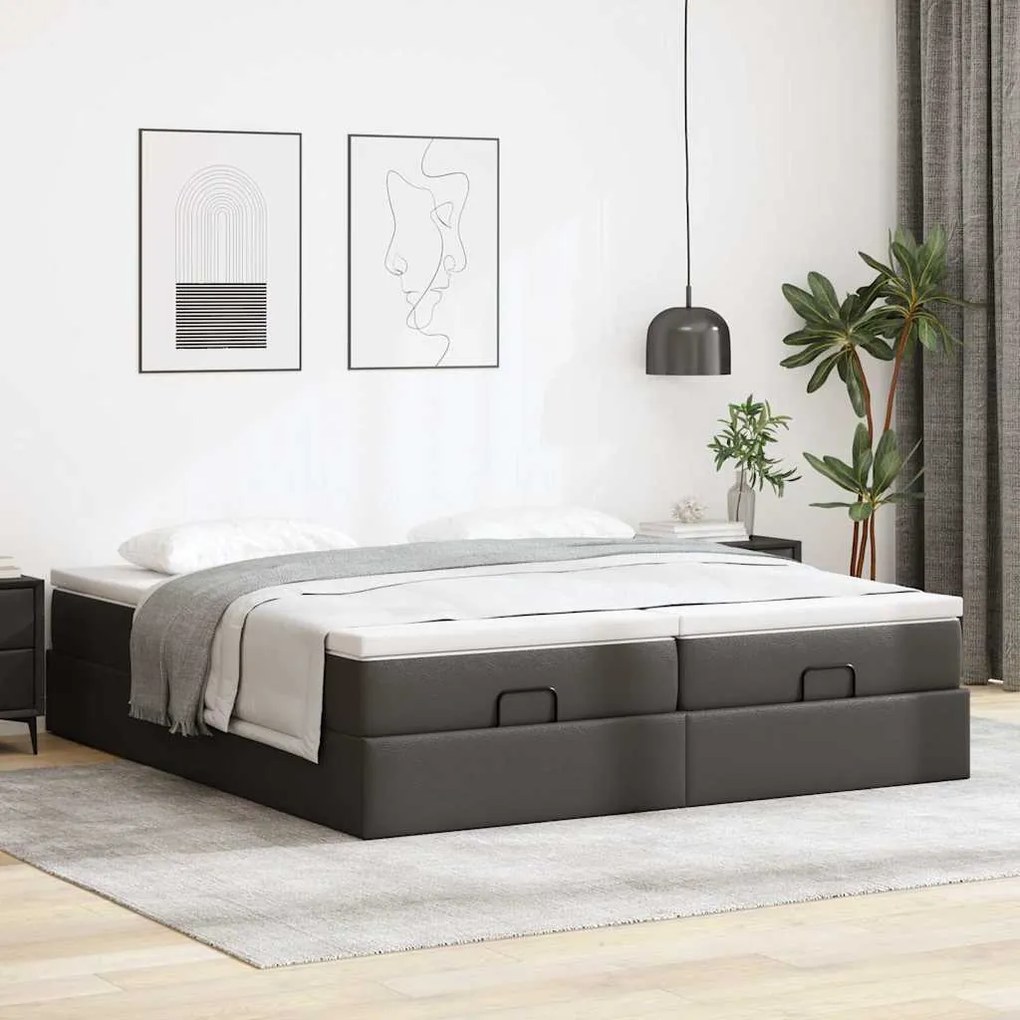 Osmanský rám postele s matrací černá 200x200cm umělá kůže 3311229