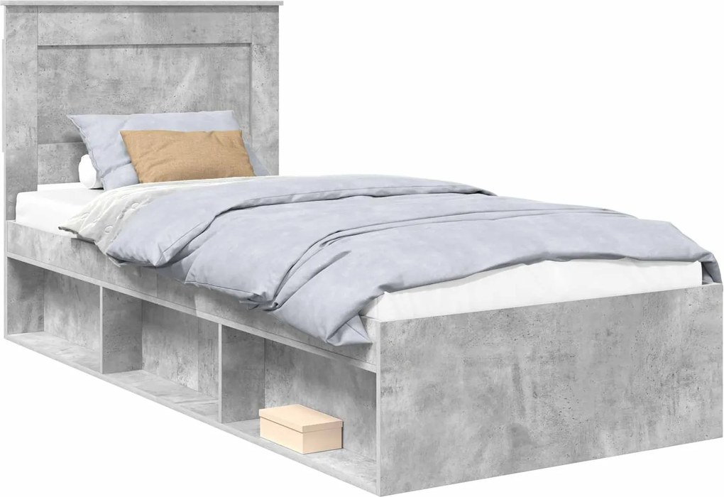Rám postele Betonově šedá 75 x 190 cm Masivní borové dřevo 3410147