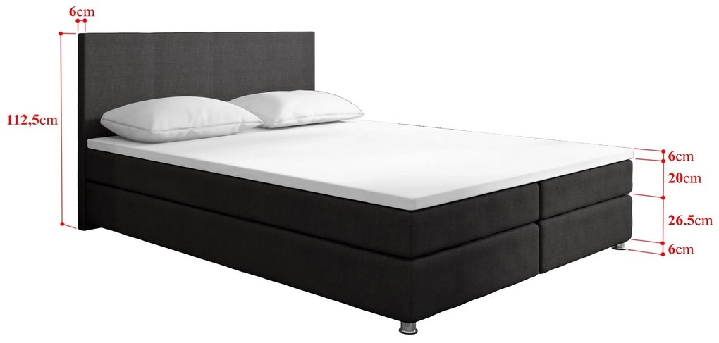 K&M postele Boxspring postel ATHENE bez úložného prostoru Velikost postele: 160 × 200 cm, Výběr matrace: Oboustranná pružinová matrace - středně tvrd…