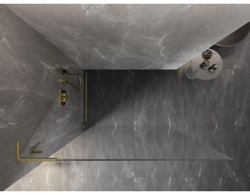 Mexen Lunar L sprchová stěna levá 120 x 200 cm, 8mm čiré sklo, zlatá matná, 830L-120-000-55-00-L
