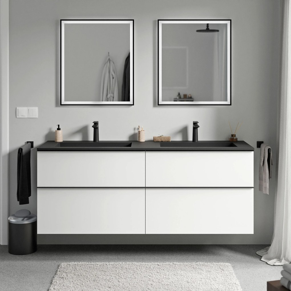Koupelnová skříňka LAVOA 160 cm s umyvadlem z minerálního odlitku BRUXELLES - možnost volby barvy