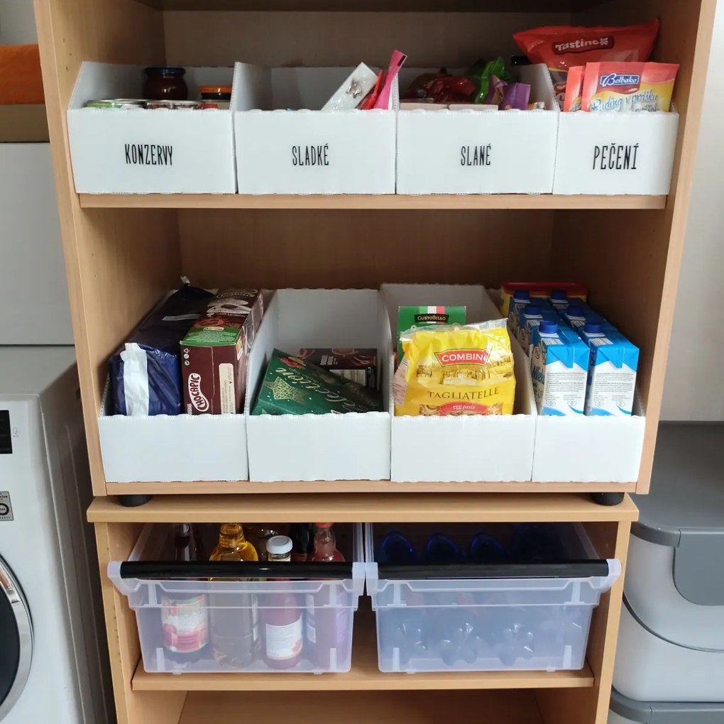 usporadejto.cz Úložný box, plastový 15x50x16cm - do spíže i do skříně KARTONPLAST - BÍLÝ