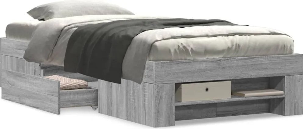 Rám postele šedý sonoma 90 x 200 cm kompozitní dřevo 3295497
