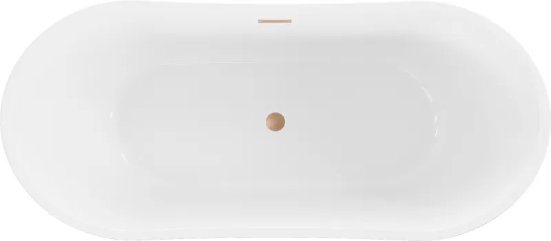 Mexen Montana, volně stojící vana 170 x 80 cm, bílá-černá, měděný přepad, 52011708075-65