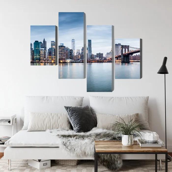 Vícedílný obraz Panoramatický Výhled Na Město New York Nedostatek Nedostatek Přírodní plátno 160x100