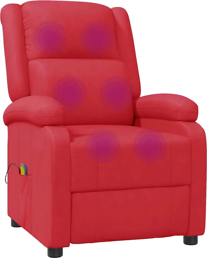Masážní křeslo červené umělá kůže 340167