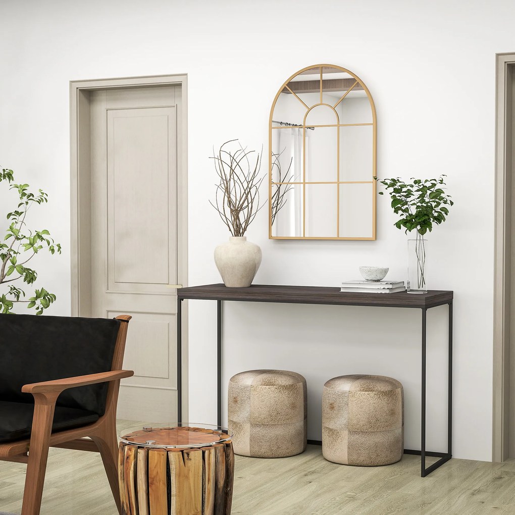 HOMCOM nástěnné zrcadlo okenní zrcadlo 91 x 60 cm dekorativní s kovovým rámem závěsné zrcadlo do obývacího pokoje ložnice ve zlaté barvě | Aosom.de