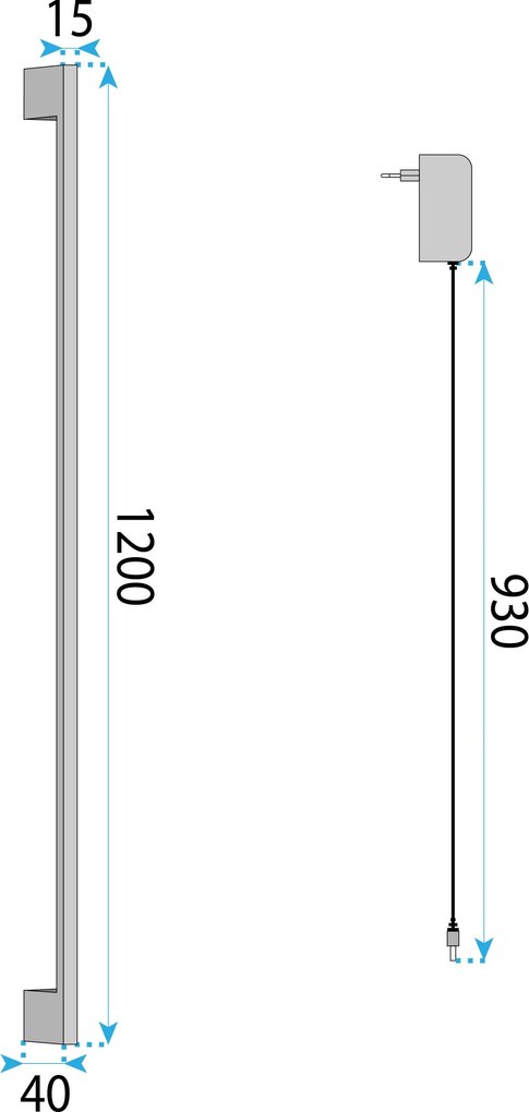 Toolight Toolight, LED nástěnné svítidlo 120cm, 18W, 3000K, LHJ065-W, černá matná, OSW-60031