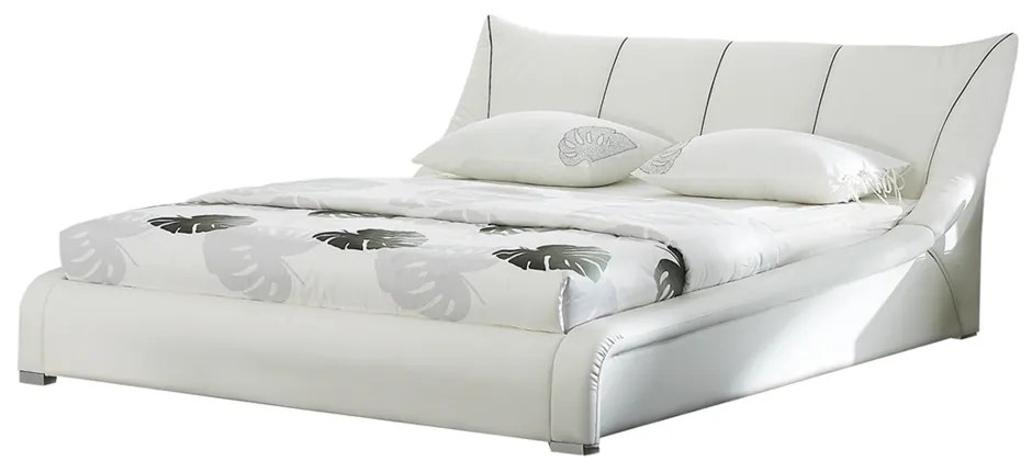 Bílá kožená postel 180x200 cm - NANTES