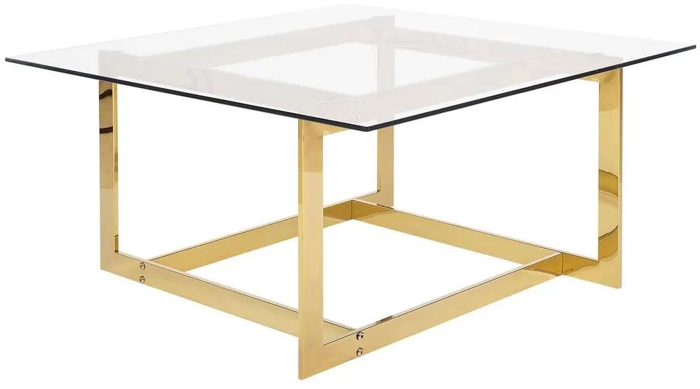 Konferenční stolek zlatý se skleněnou deskou CRYSTAL Beliani