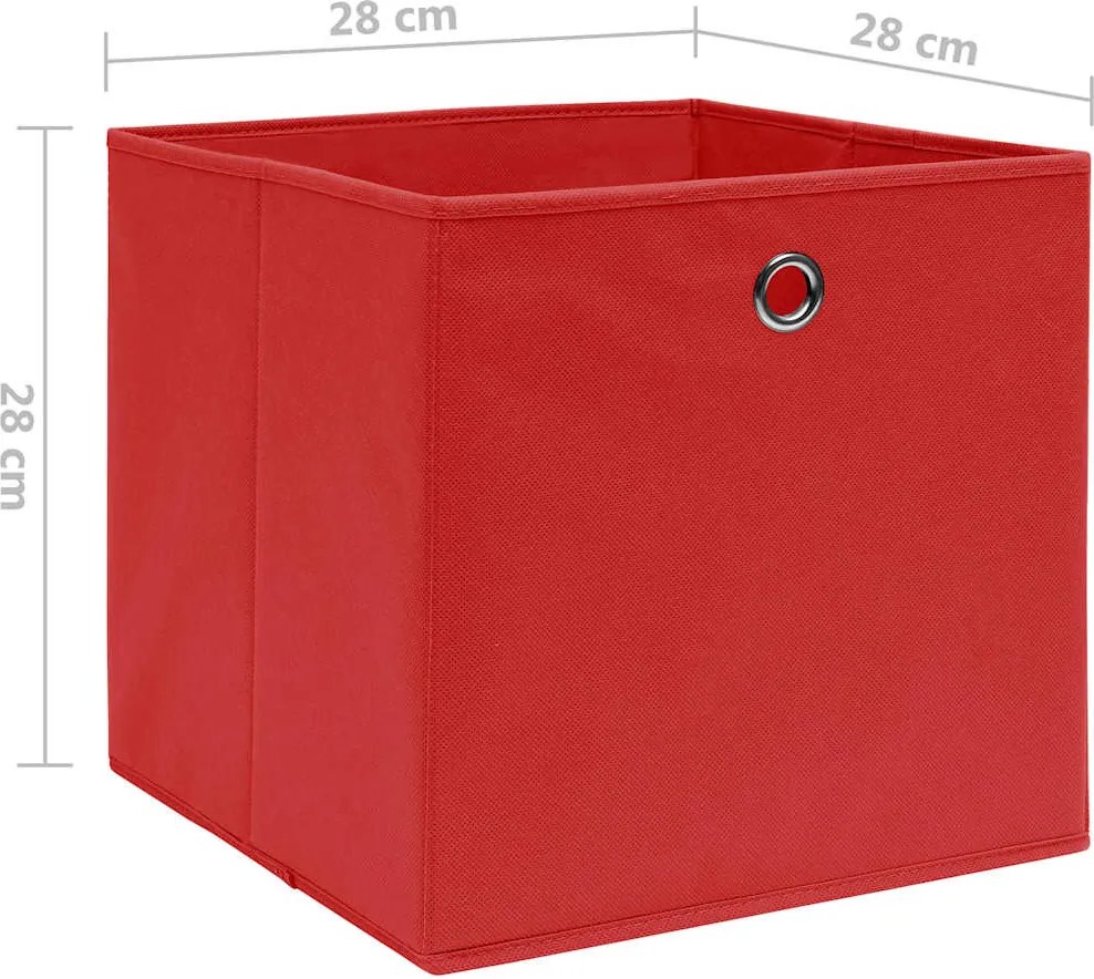 Úložné boxy 10 ks netkaná textilie 28 x 28 x 28 cm červené 325221