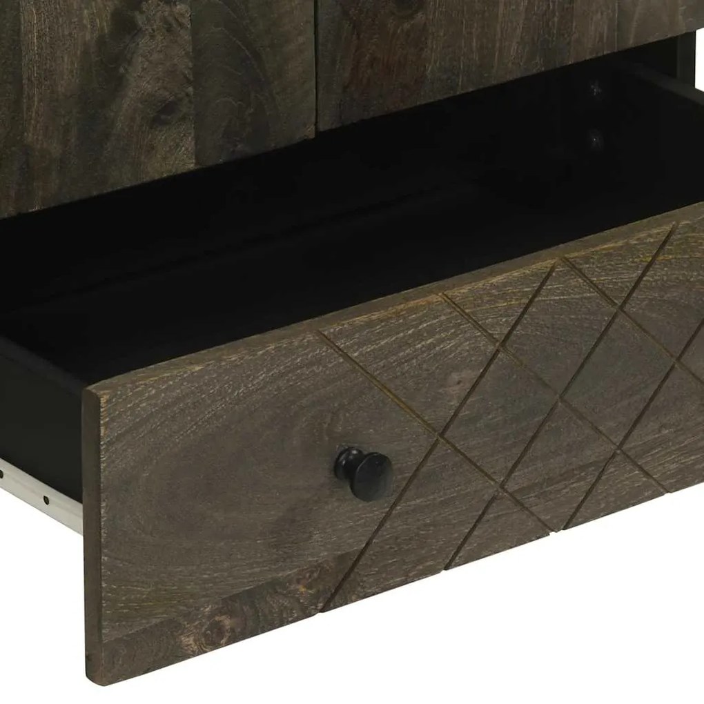 Skříň Highboard Černá 60X33X100 Cm Masivní Mangovníkové Dřevo