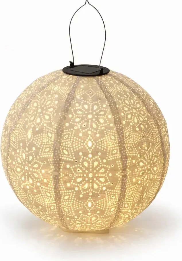 LED lampion solární bílý venkovní 30 cm, teple bílá, látkový papír