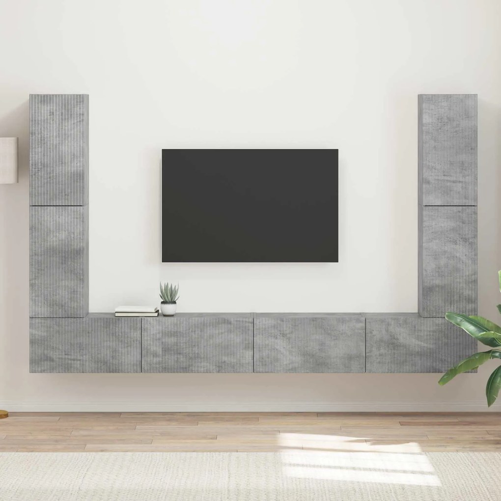 Sestava TV skříněk 8 ks Betonově šedá Kompozitní dřevo 3409135