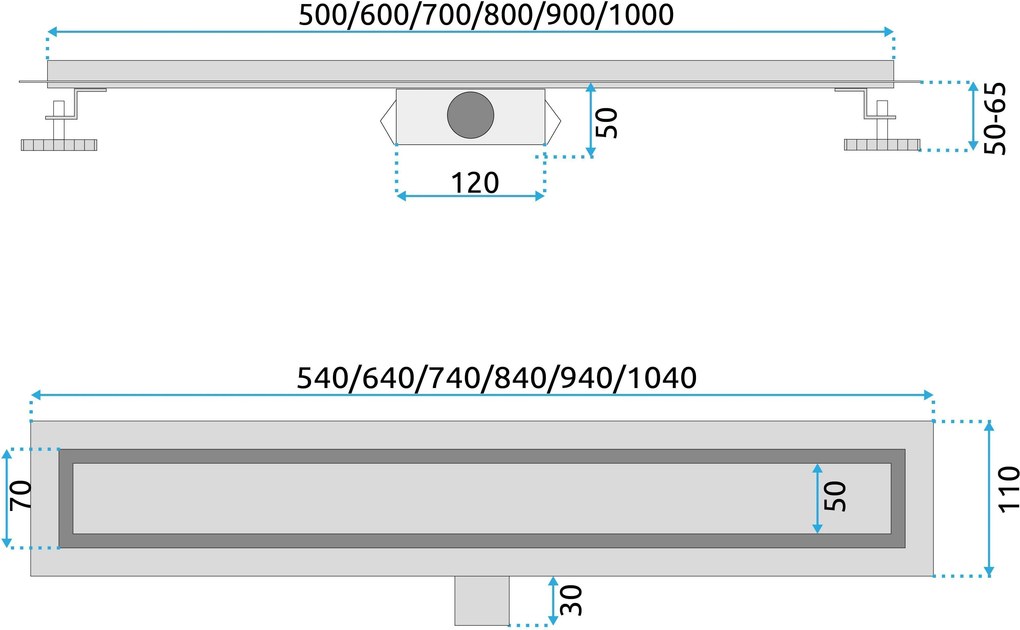 Rea Neox, odtokový žlab 2v1 s možností vložit dlažbu, 90cm, zlatá matná, REA-G4895