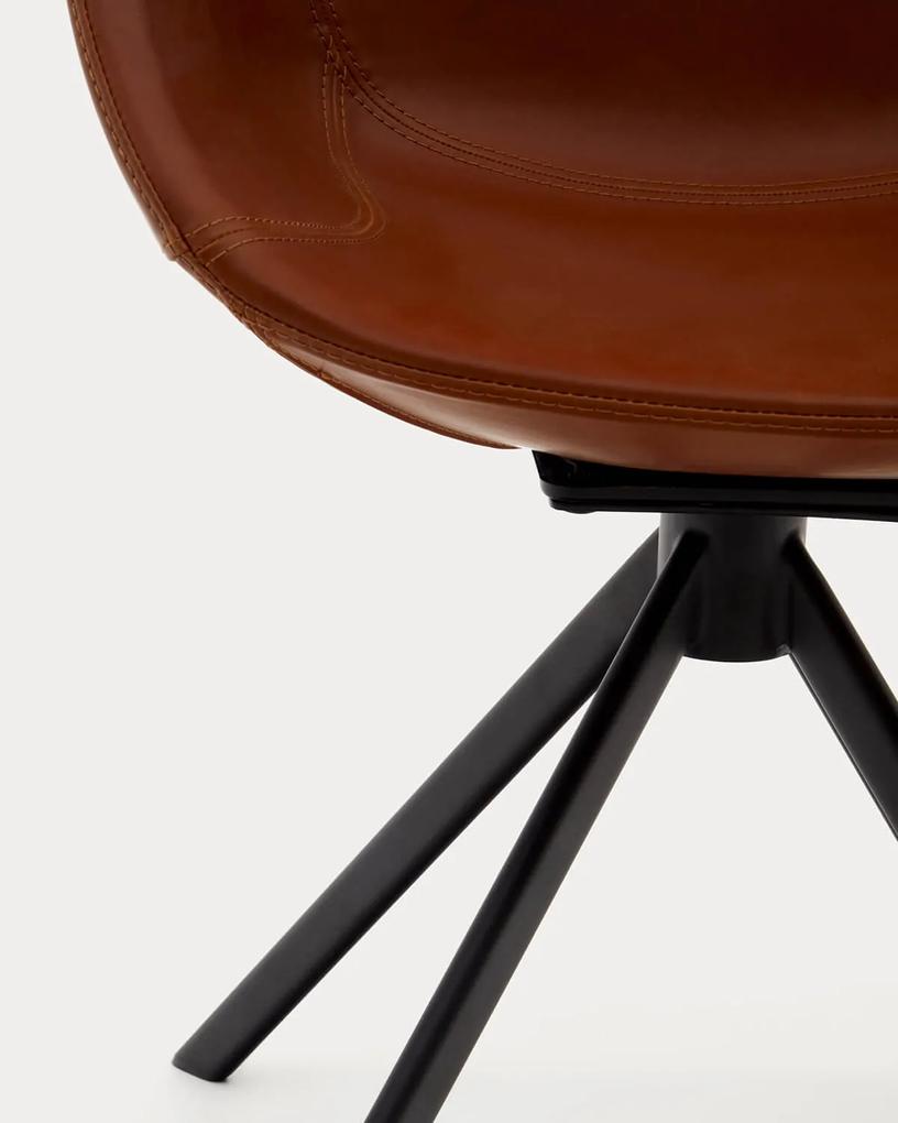 Otočná židle tassina kožená hnědá MUZZA