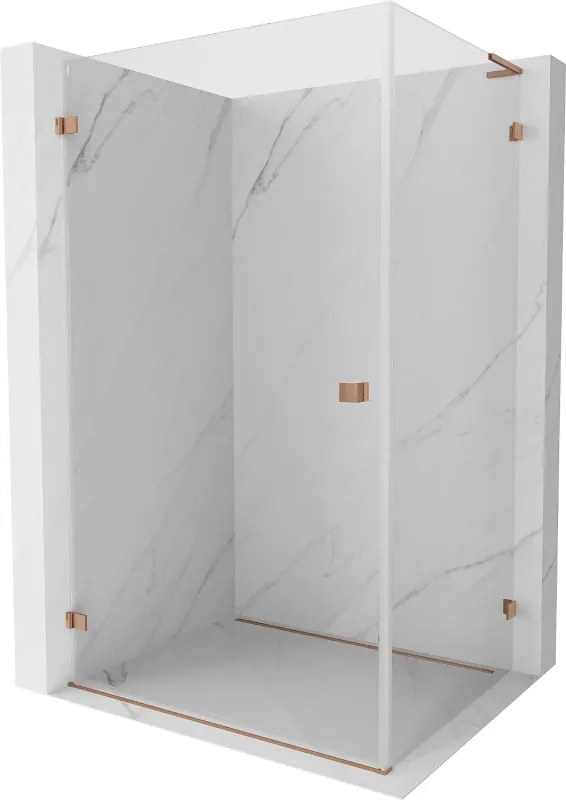 Mexen Lunar-B L sklápěcí sprchový kout levý 95 x 90 cm, čiré sklo, měděná matná, 832L-095-090-65-00-L