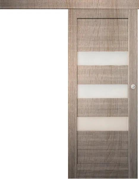 posuvné interiérové dveře na stěnu vasco doors SANTIAGO model 6 Průchozí rozměr: 70 x 197 cm, Orientace dveří: Levé dveře, Dekor: Bílá